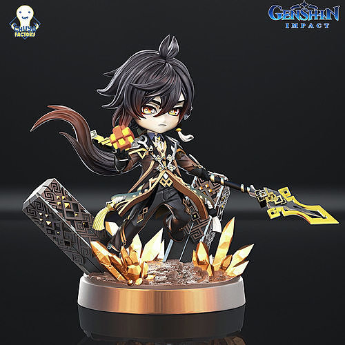 Zhongli figurine of character holding sword 3D model 3D printable ...