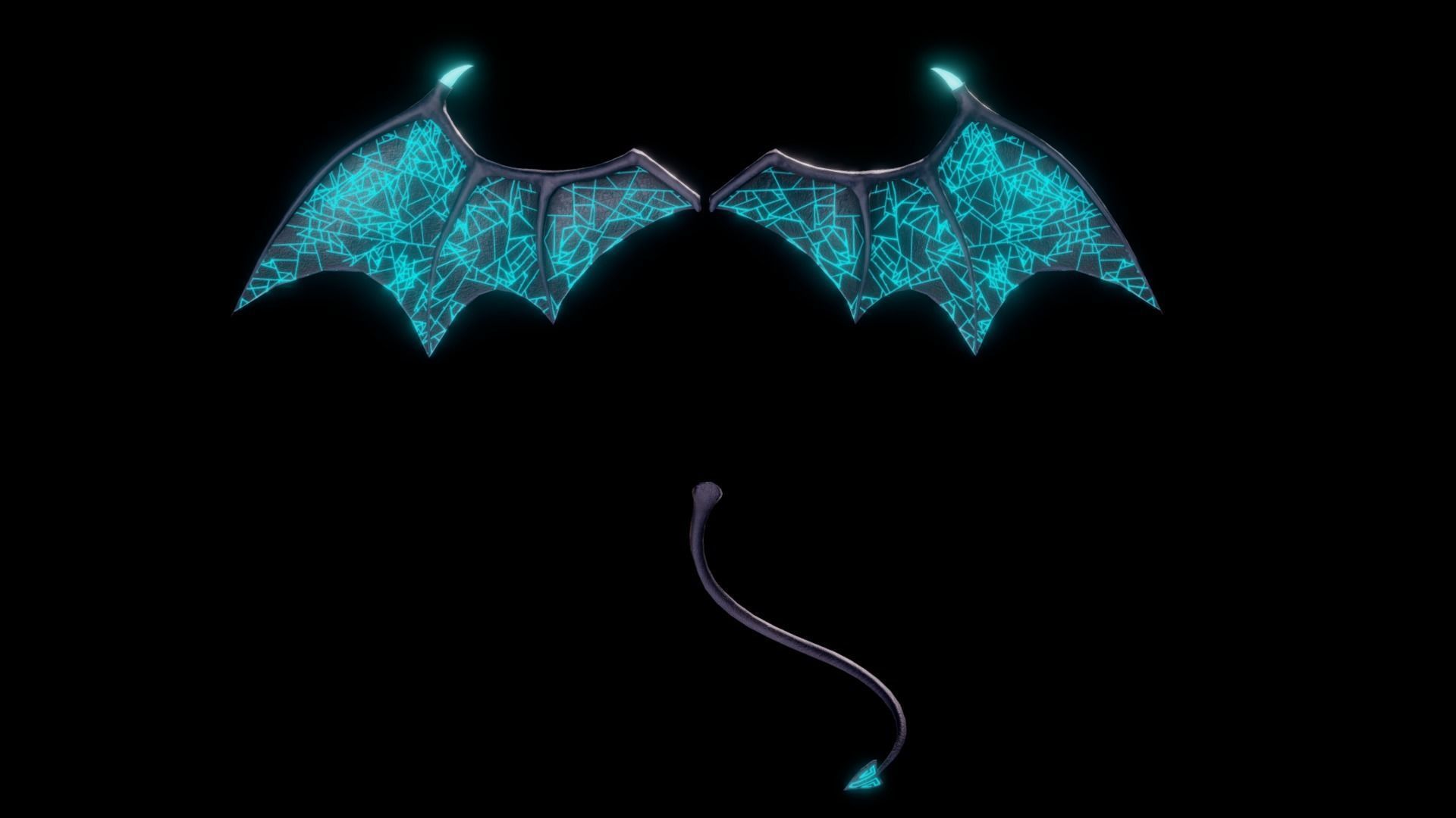 3D model Demon Cyber Wings and Tail Low-Poly VR / AR / low-poly | CGTrader