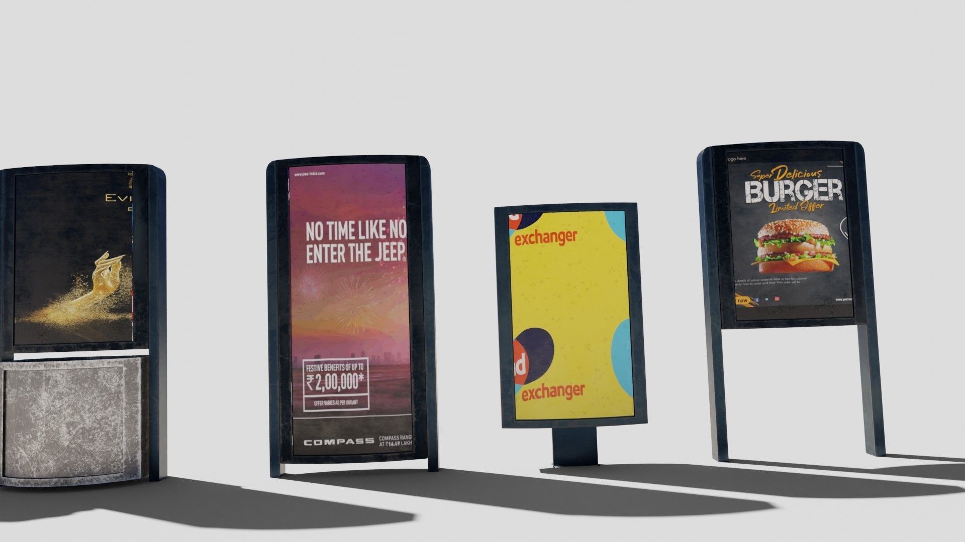 3D model a collection of road side advertisement boards with 4k ...