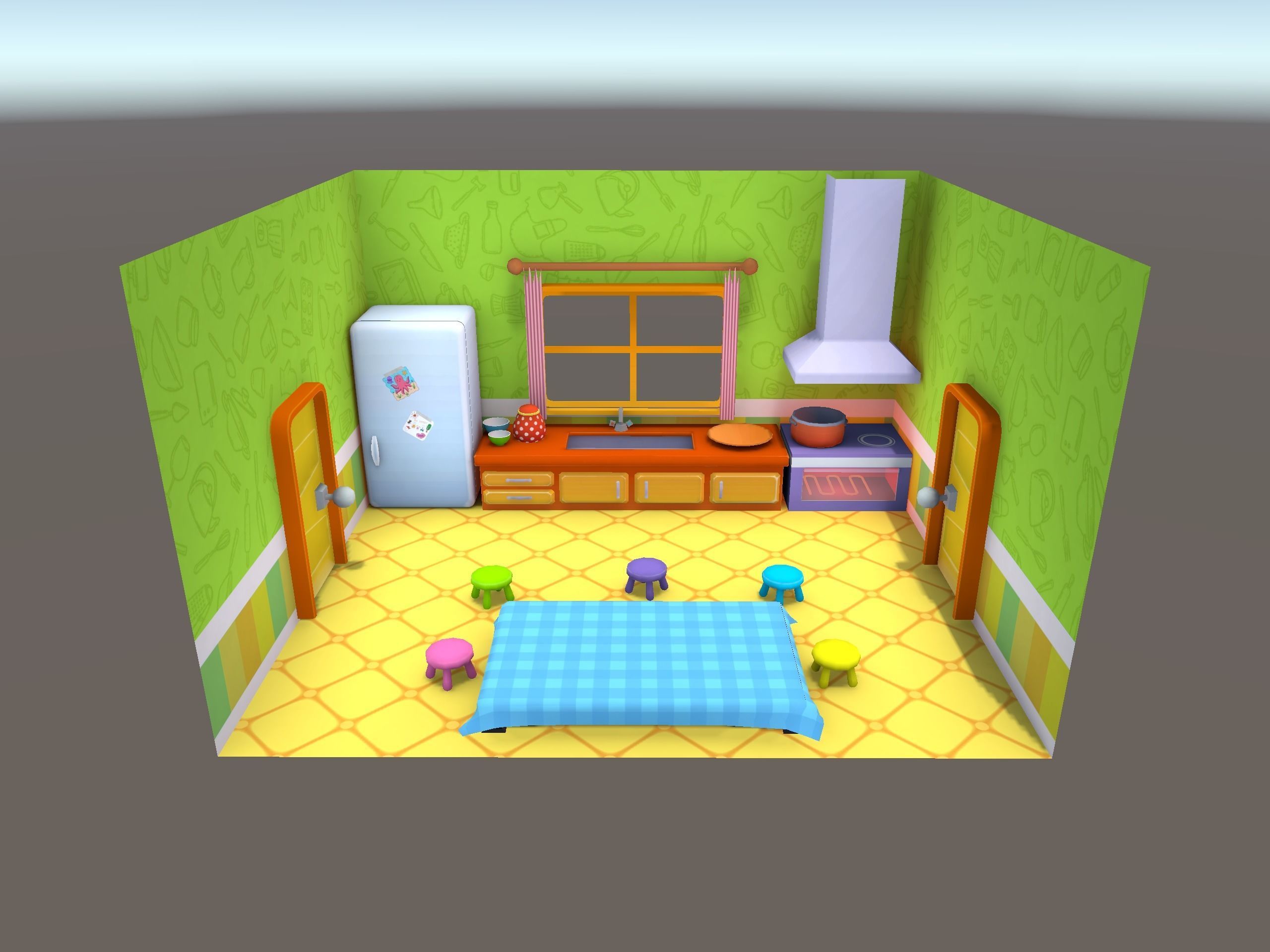 3D model Cartoon kitchen environment VR / AR / low-poly | CGTrader