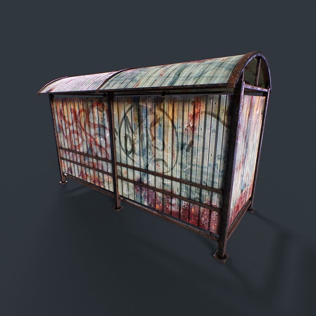 3D model Old Bus Stop VR / AR / low-poly | CGTrader