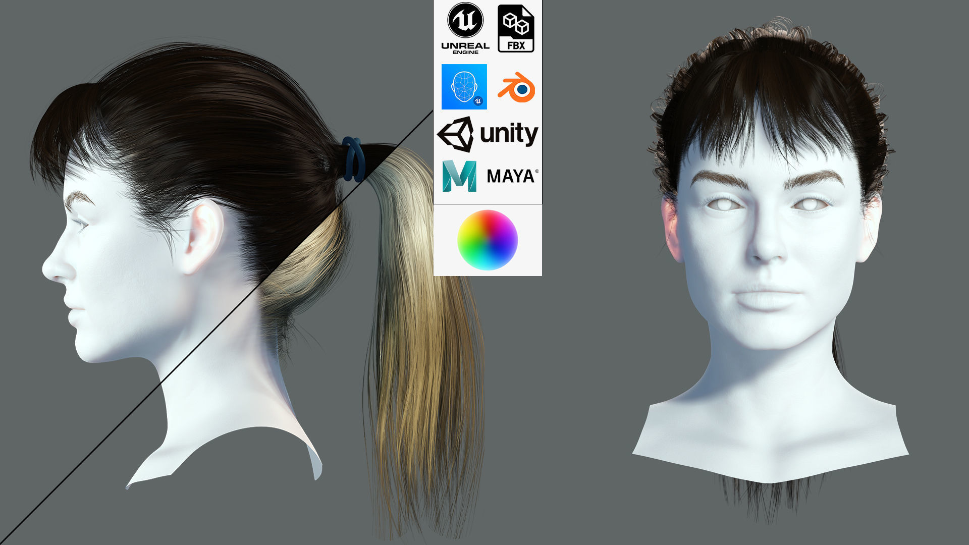 3D model Realistic Female hair card 4 VR / AR / low-poly | CGTrader