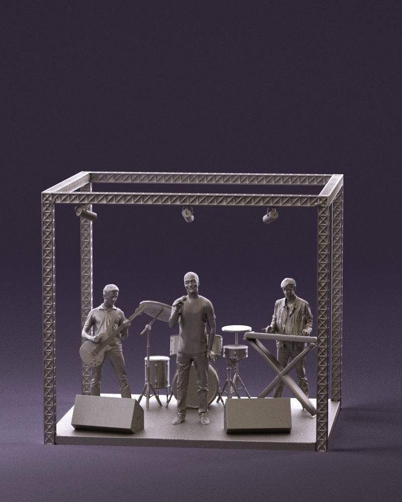 000966 Rock band on the stage 3D Print Ready 3D model 3D printable ...