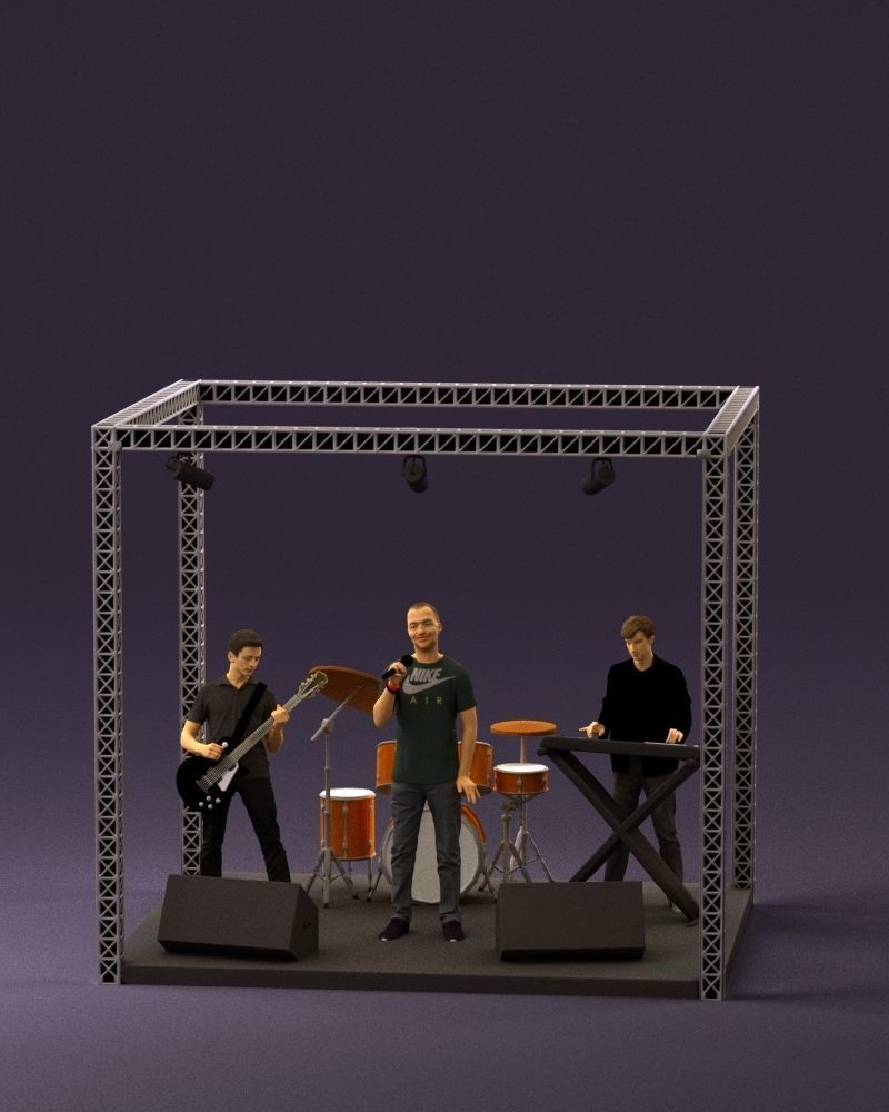 000966 Rock band on the stage 3D Print Ready 3D model 3D printable ...