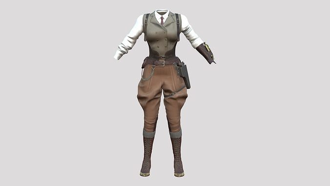 3D model Officer Western Expeditor Archaeologist Explorer Pants Outfit ...