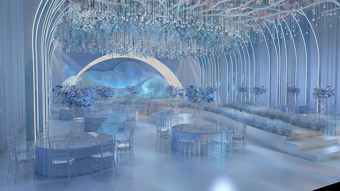 Wedding Banquet Hall 1 3D model | CGTrader