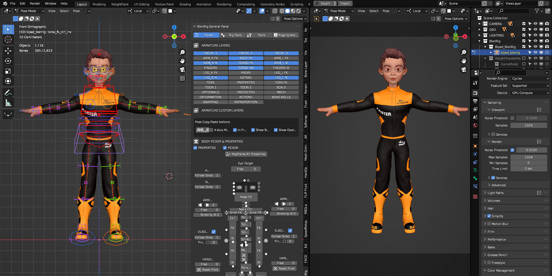 Rigged F1 Male Driver using BlenRig 6 Addon in Blender 3 3D model ...