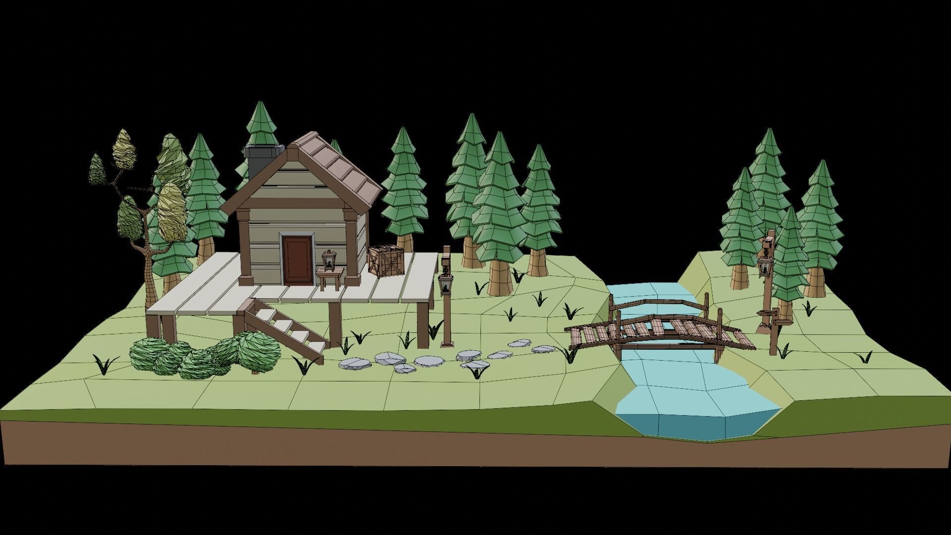 Low poly House in forest free VR / AR / low-poly 3D model | CGTrader