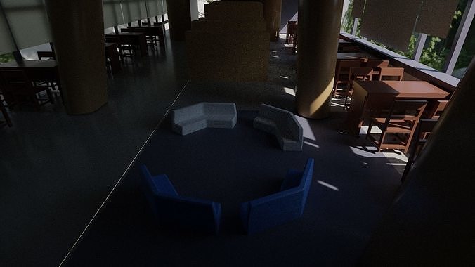 Library circular seating area in 3D model | CGTrader