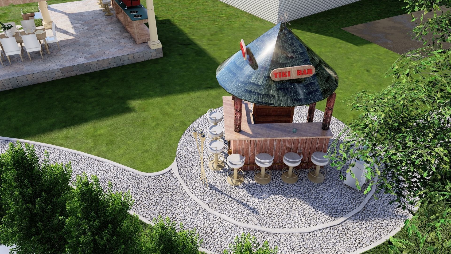 Tiki bar backyard design render in lumion 3D model | CGTrader