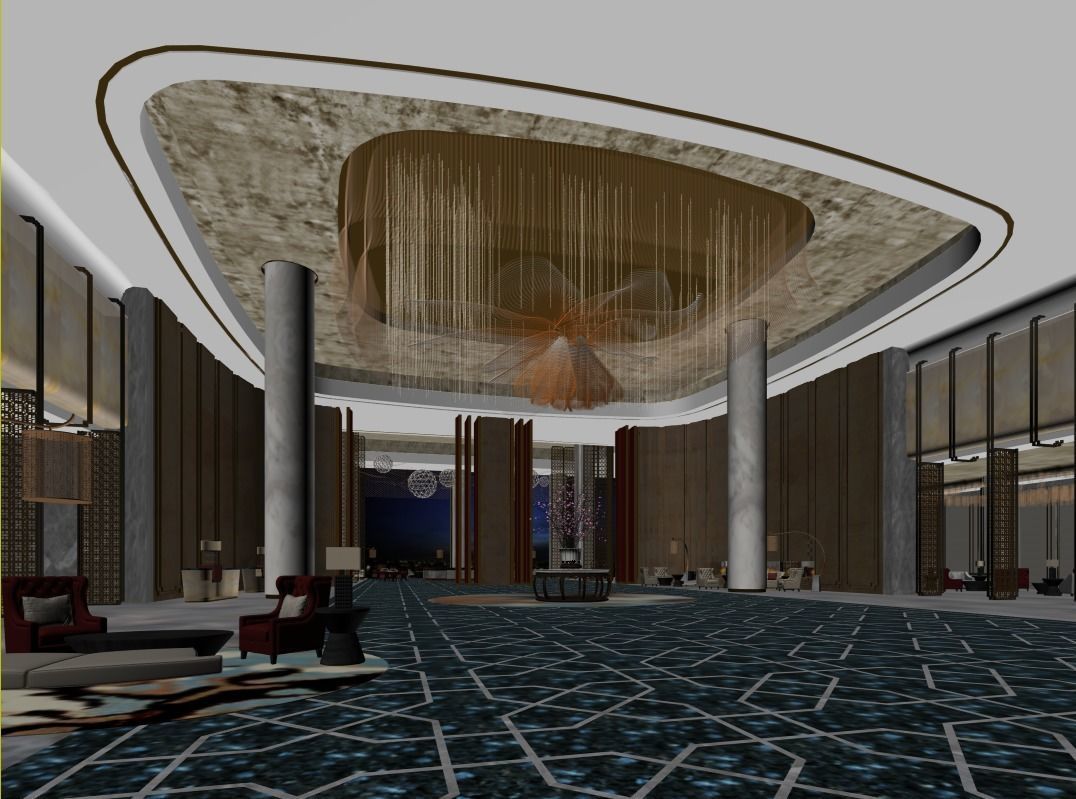 Luxury hotel lobby 3D model | CGTrader