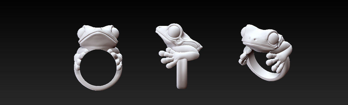 silver ring with two frogs 3D model 3D printable | CGTrader