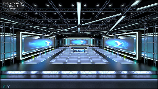 Virtual TV Studio News Set 8 3D model | CGTrader