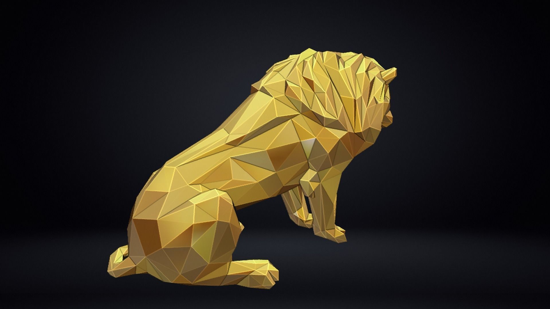 Poly Lion Sculpture 3D model 3D printable | CGTrader