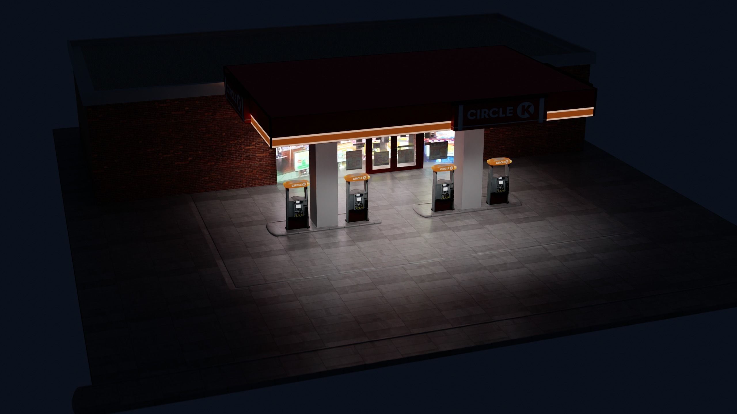 3D model Petrol Gas Station Low Poly VR / AR / low-poly | CGTrader