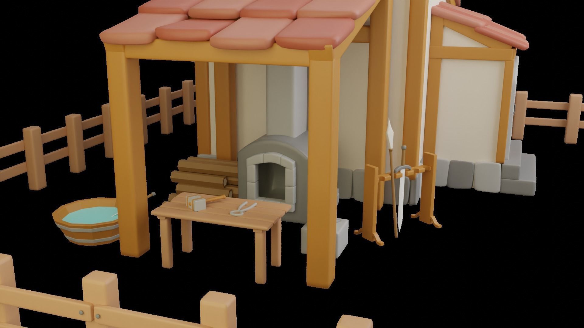 Low poly Blacksmith House free VR / AR / low-poly 3D model | CGTrader