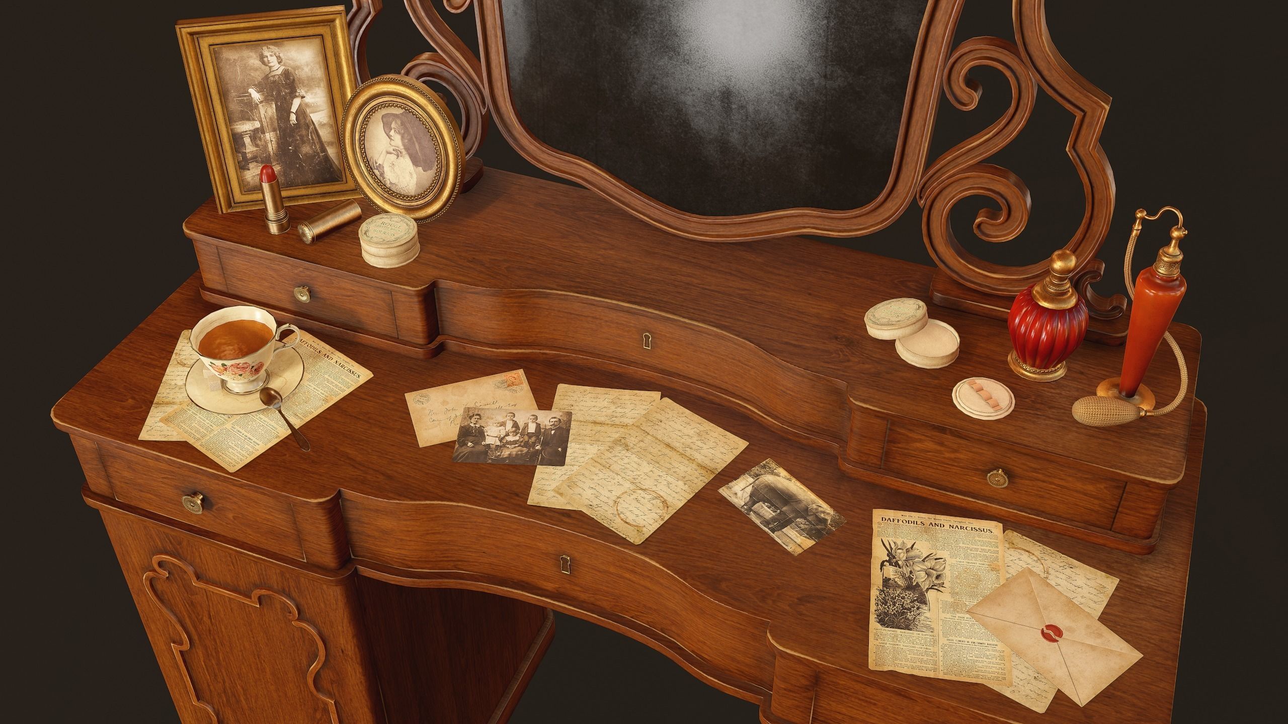 3D model Vanity Table - PBR Game Ready VR / AR / low-poly | CGTrader