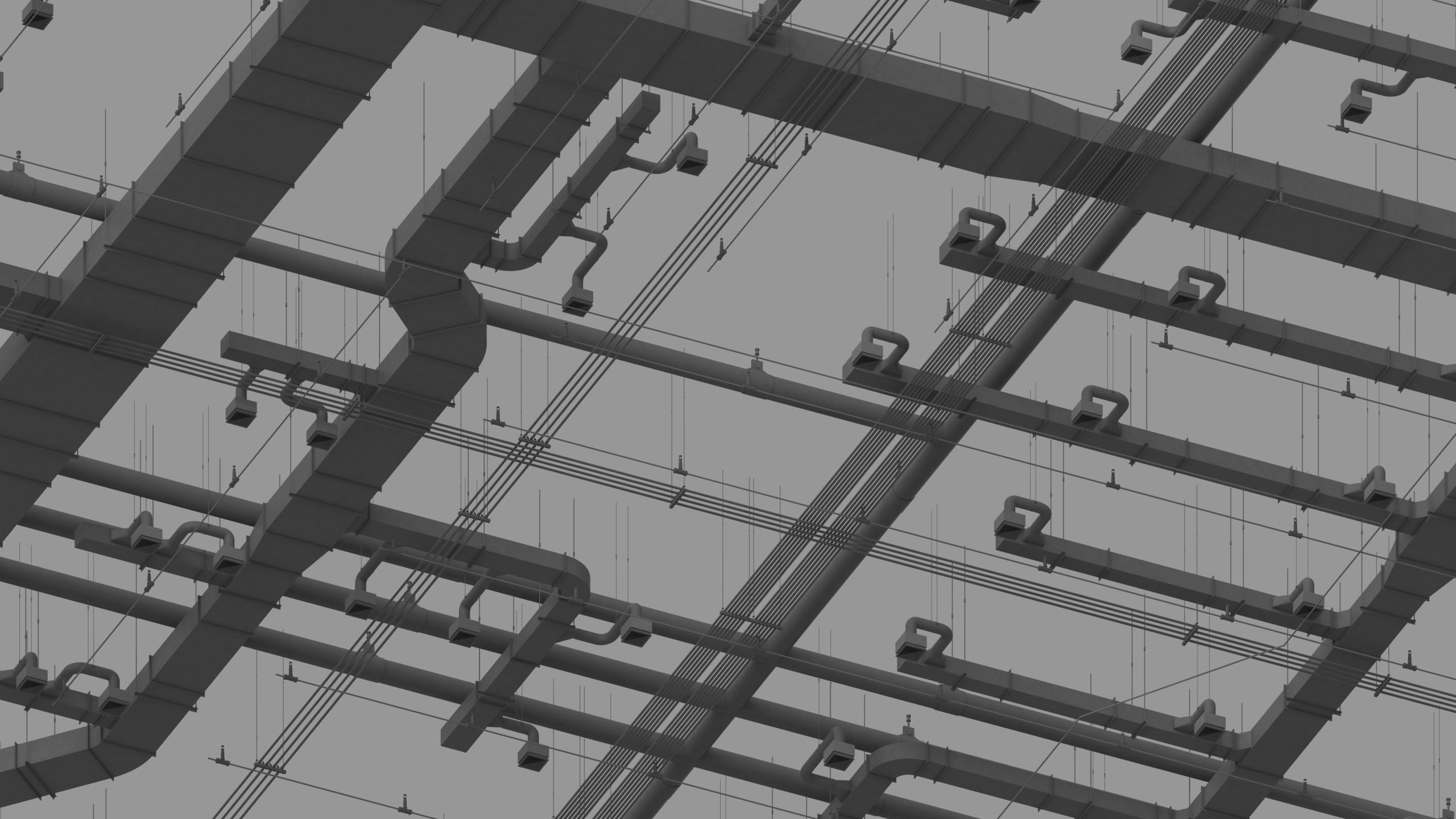 exposed ceiling duct piping 3D model | CGTrader