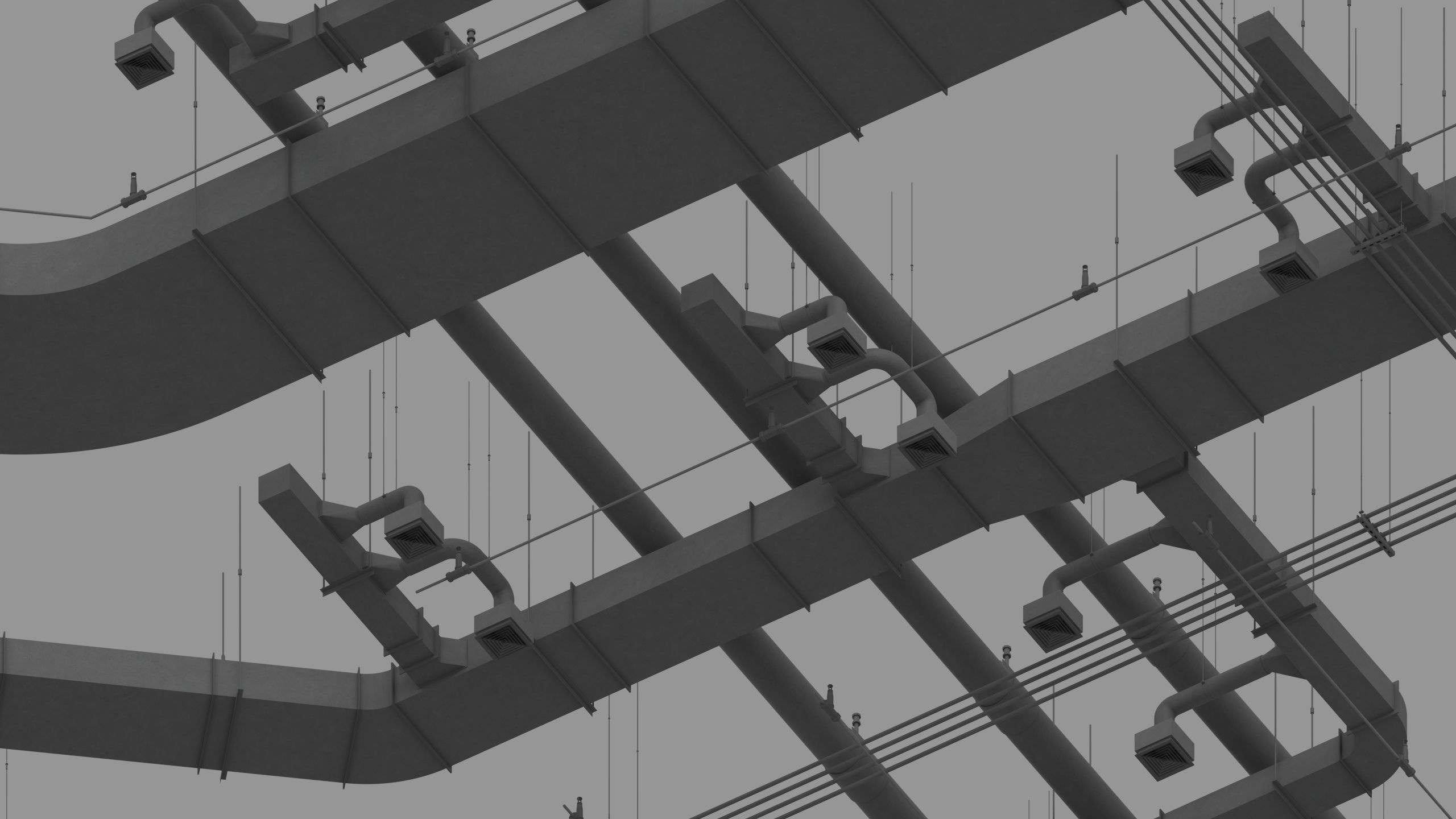 exposed ceiling duct piping 3D model | CGTrader