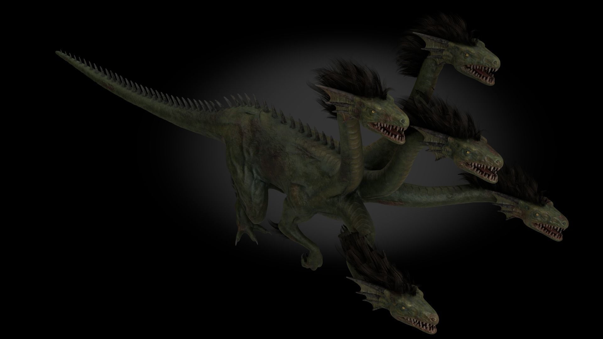 3D model Hydra group of dinosaurs with long tails VR / AR / low-poly ...