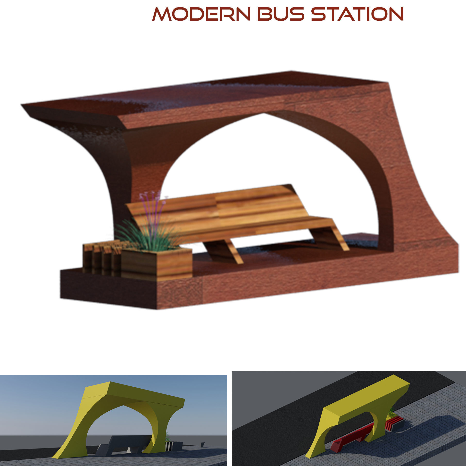 Modern bus station 02 3D model | CGTrader