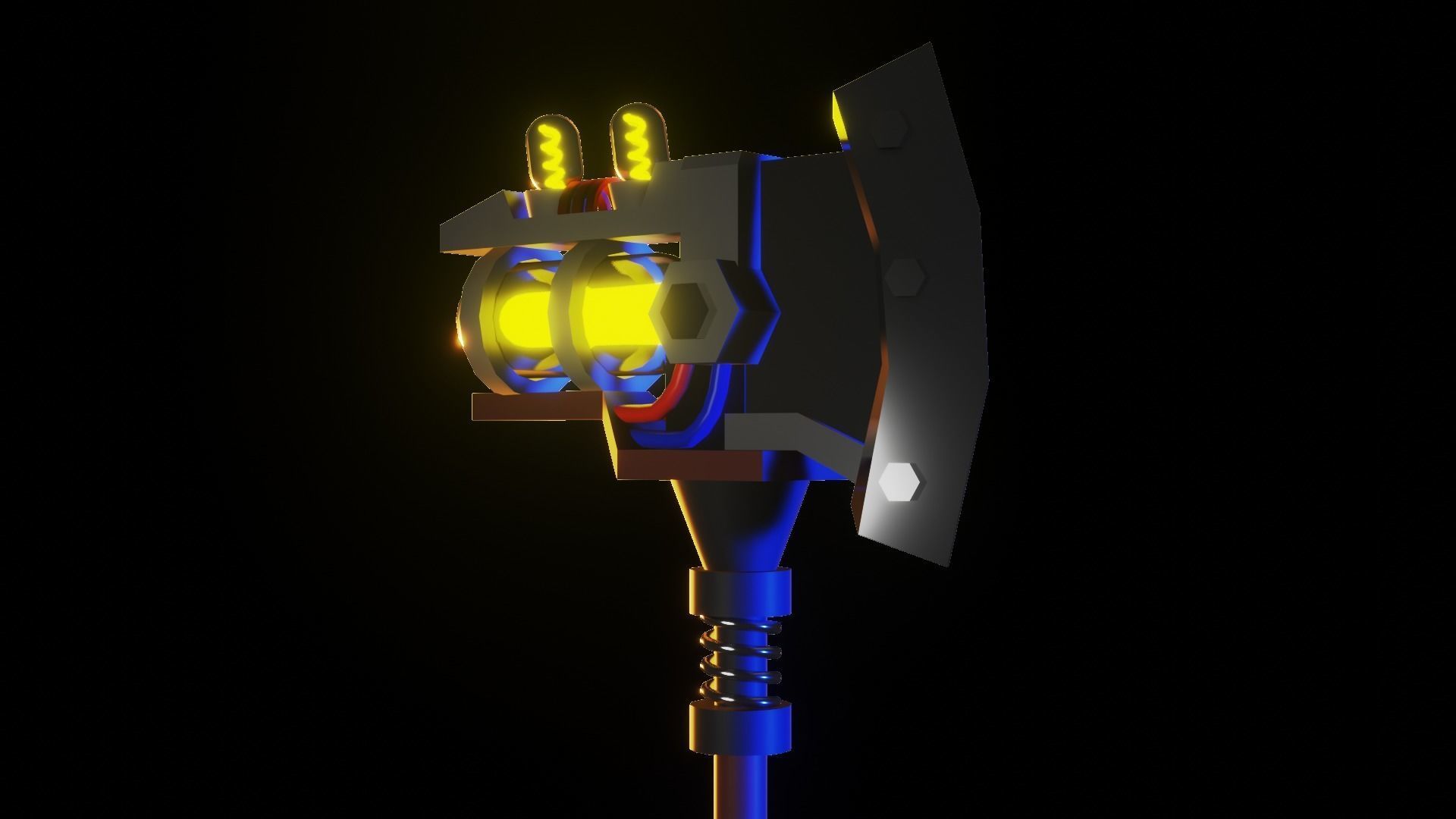 3D model Game Ready Low Poly Axe with glowing lights VR / AR / low-poly ...