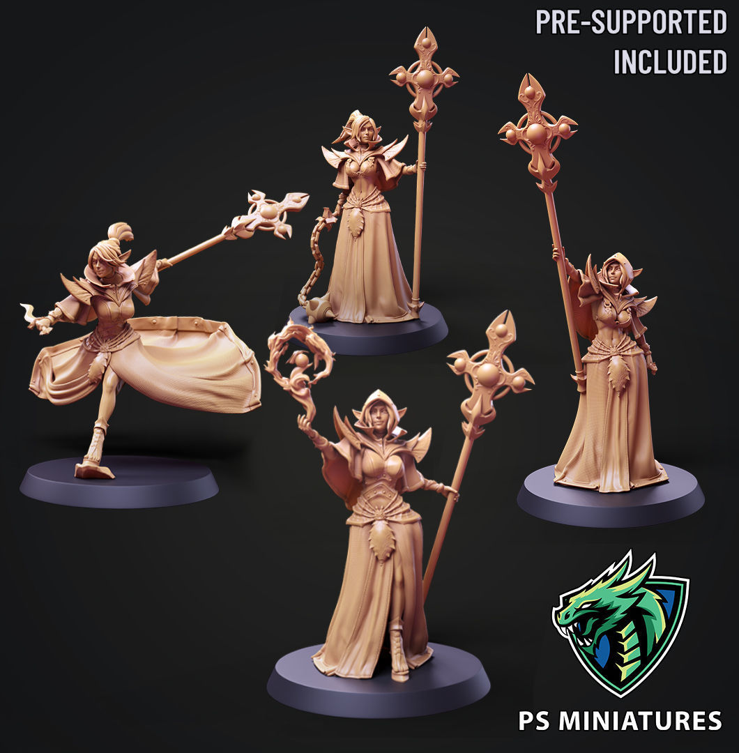Drow Cleric Bundle - 4 Variants and Pinup Each 3D model 3D printable ...