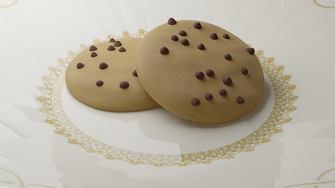3D model Semi Photo Realistic Cookie with Choco chips VR / AR / low ...