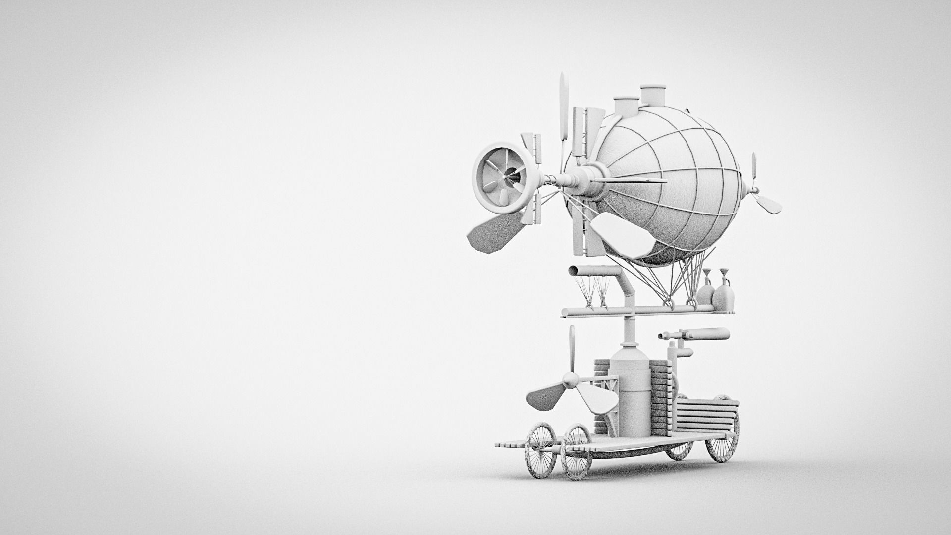 3D model Fantasy Steampunk Flying Machine VR / AR / low-poly | CGTrader