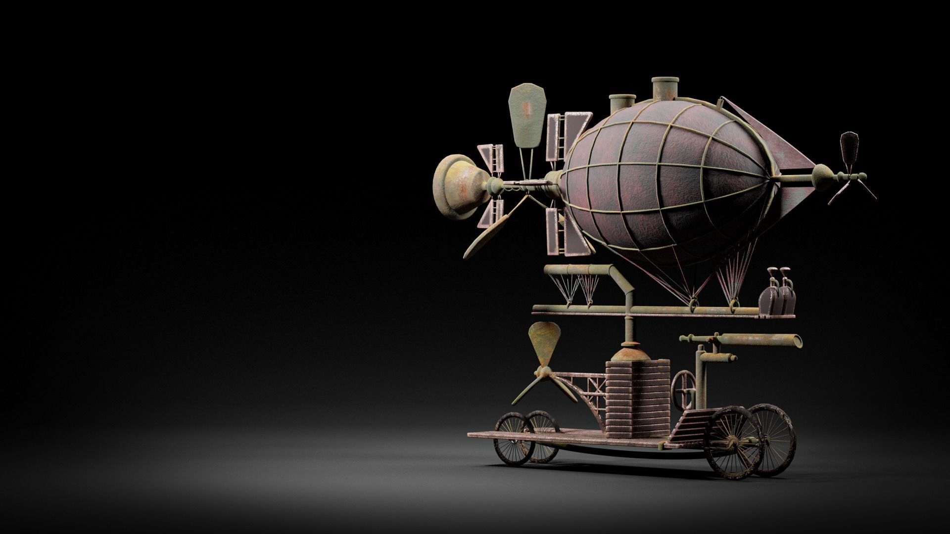 3D model Fantasy Steampunk Flying Machine VR / AR / low-poly | CGTrader