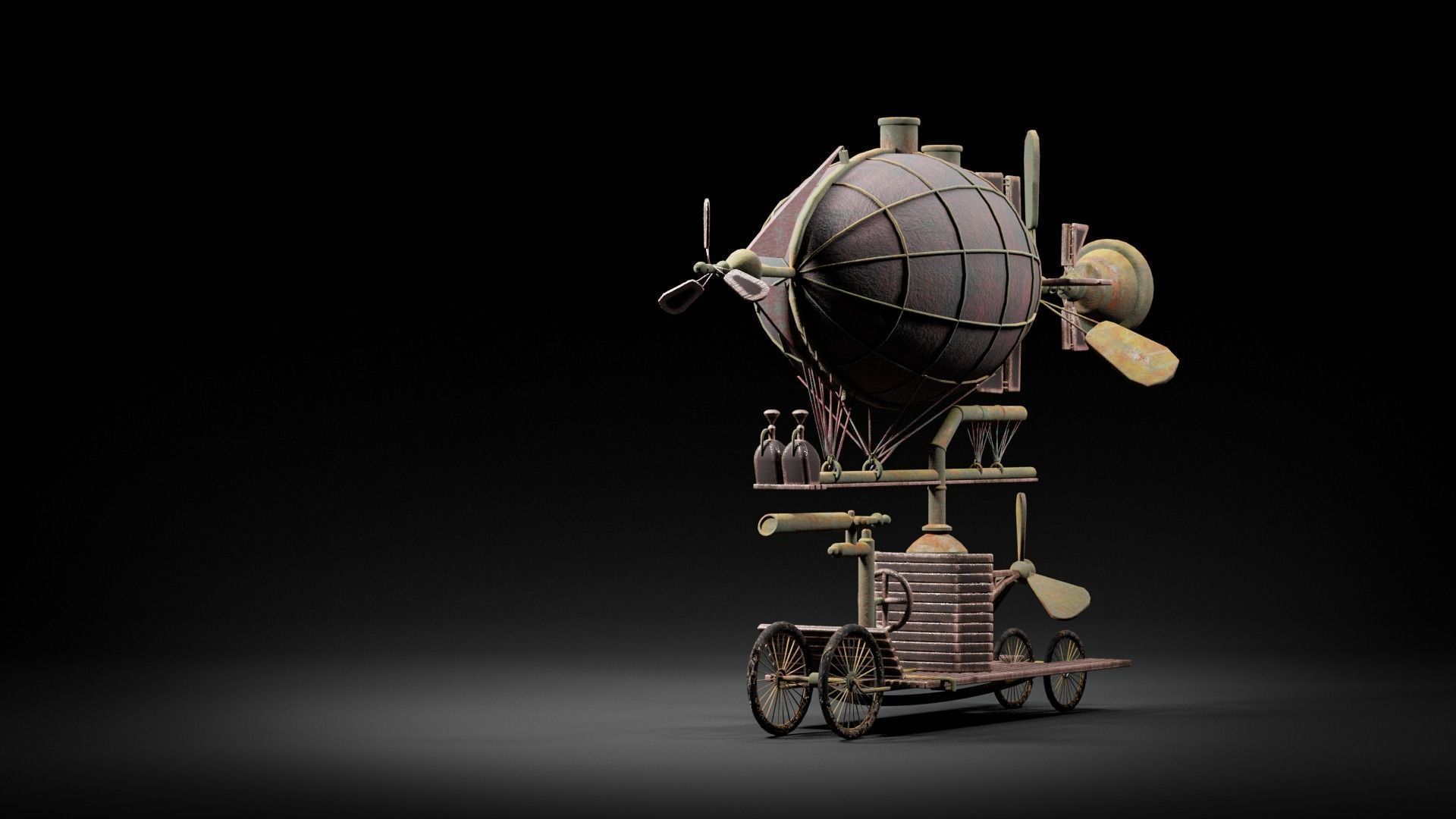 3D model Fantasy Steampunk Flying Machine VR / AR / low-poly | CGTrader