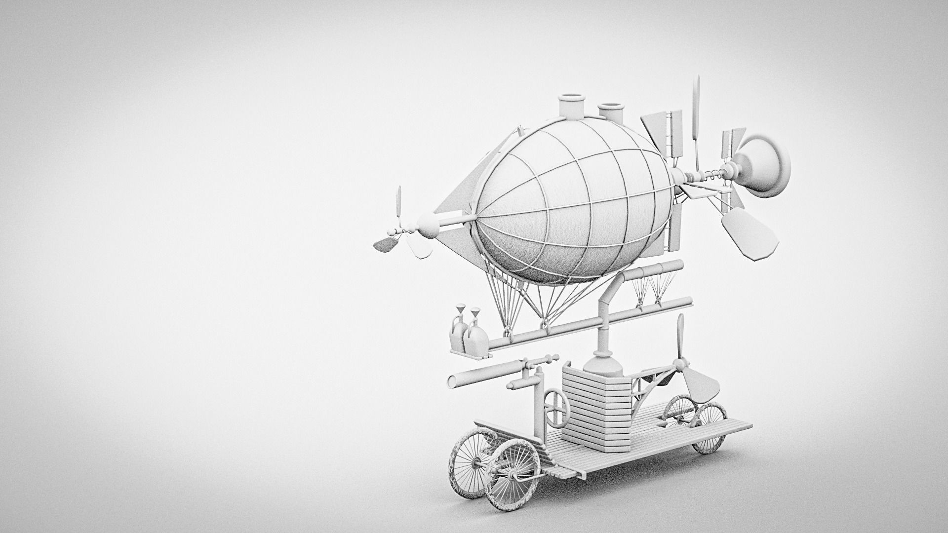 3D model Fantasy Steampunk Flying Machine VR / AR / low-poly | CGTrader