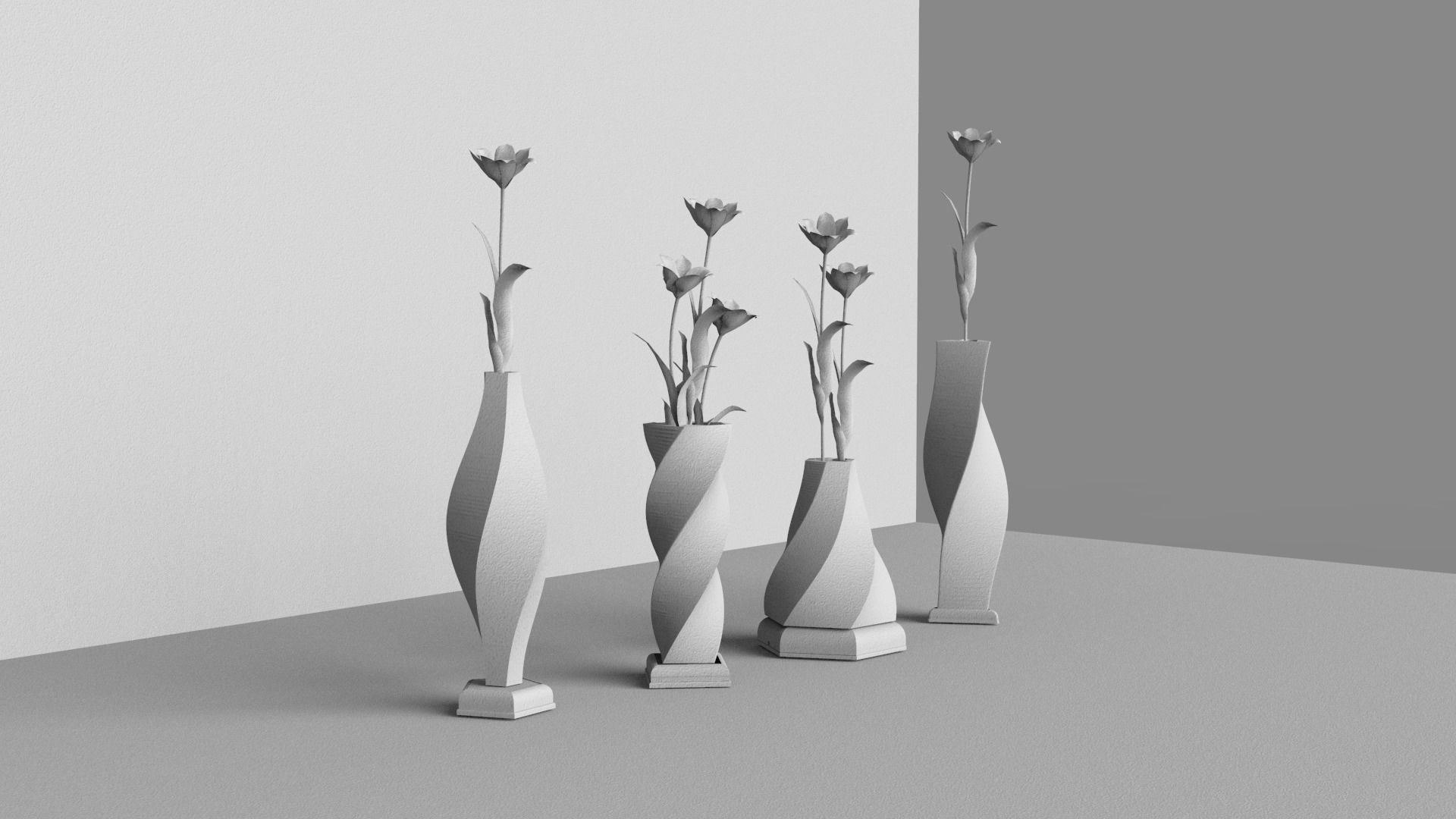 Parametric flower pot scene 3D model | CGTrader