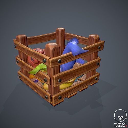 3D model Stylized Box with Fishes - Game Ready Asset VR / AR / low-poly ...