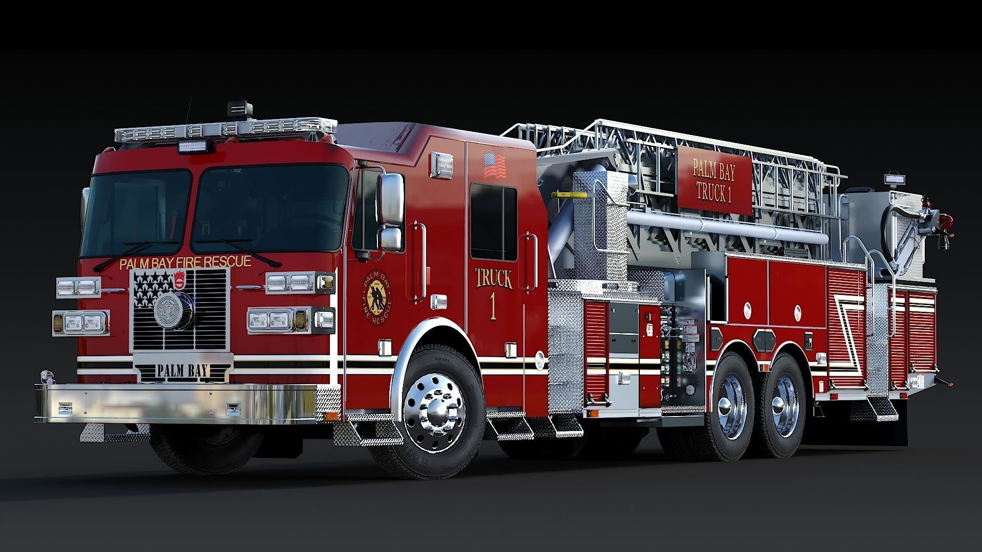 3D model Fire Truck Aerial Platform Palm Bay VR / AR / low-poly | CGTrader