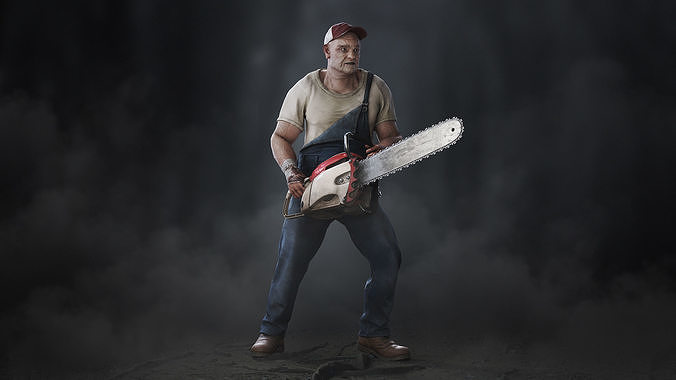 3D model The Redneck man holding chainsaw VR / AR / low-poly | CGTrader