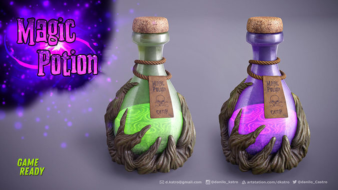 3D model Magic Potion - Lowpoly - 2k Textures VR / AR / low-poly | CGTrader