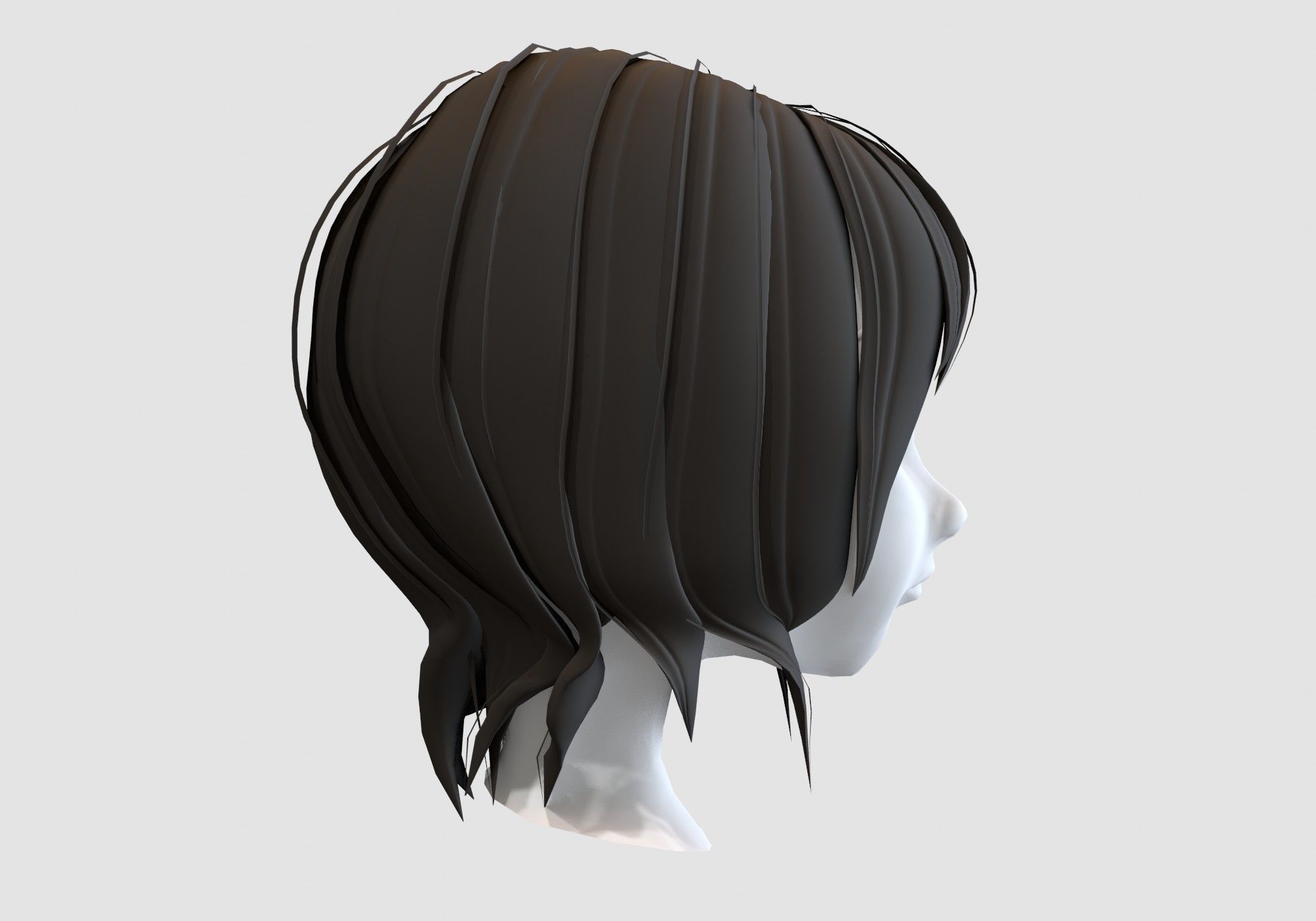 hair female head wig 3D model | CGTrader