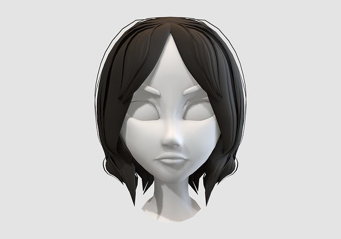 hair female head wig 3D model | CGTrader