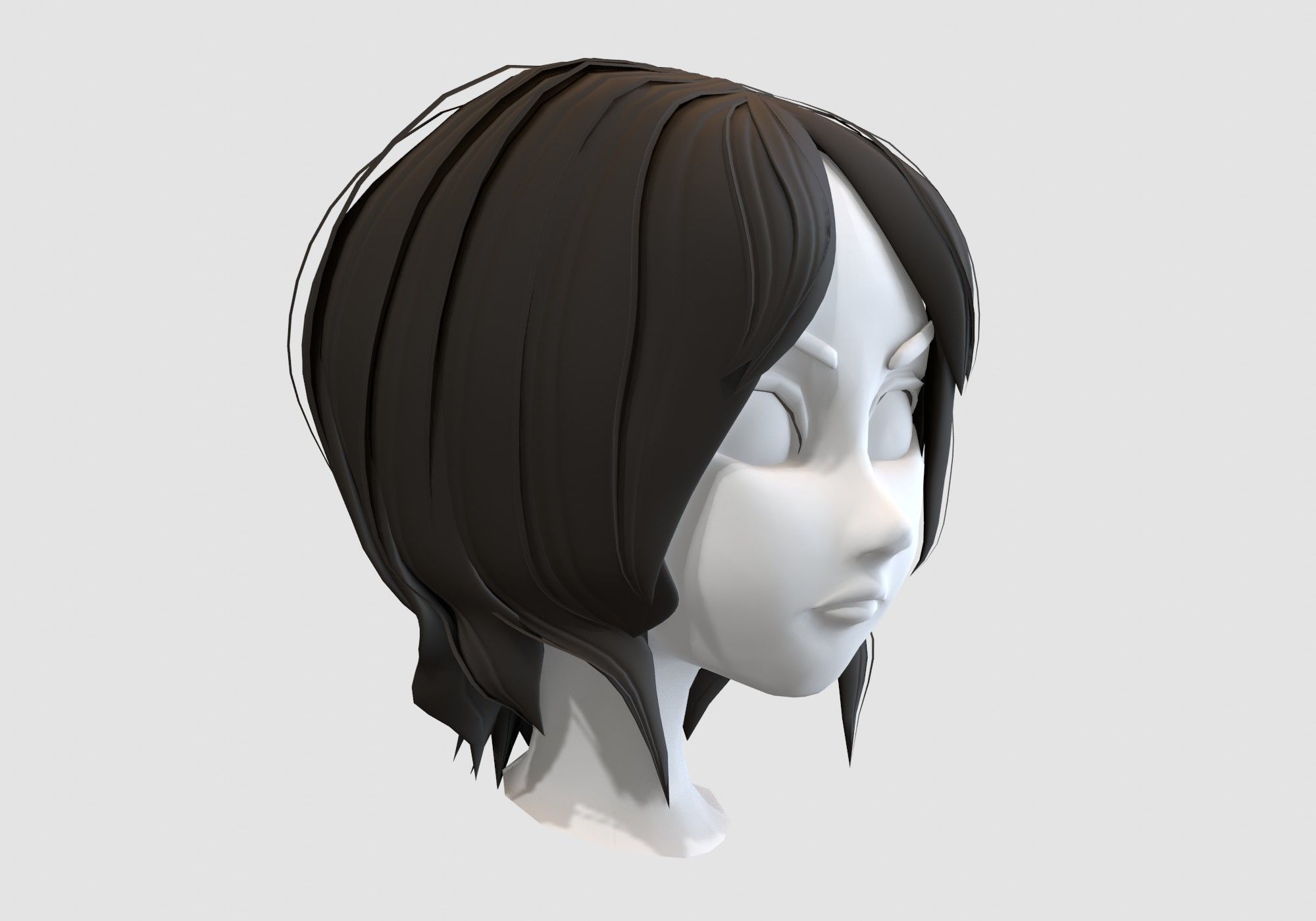 hair female head wig 3D model | CGTrader