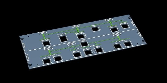 AIRBUS A320 OVERHEAD - HYDFUEL PANEL 3D model 3D printable | CGTrader