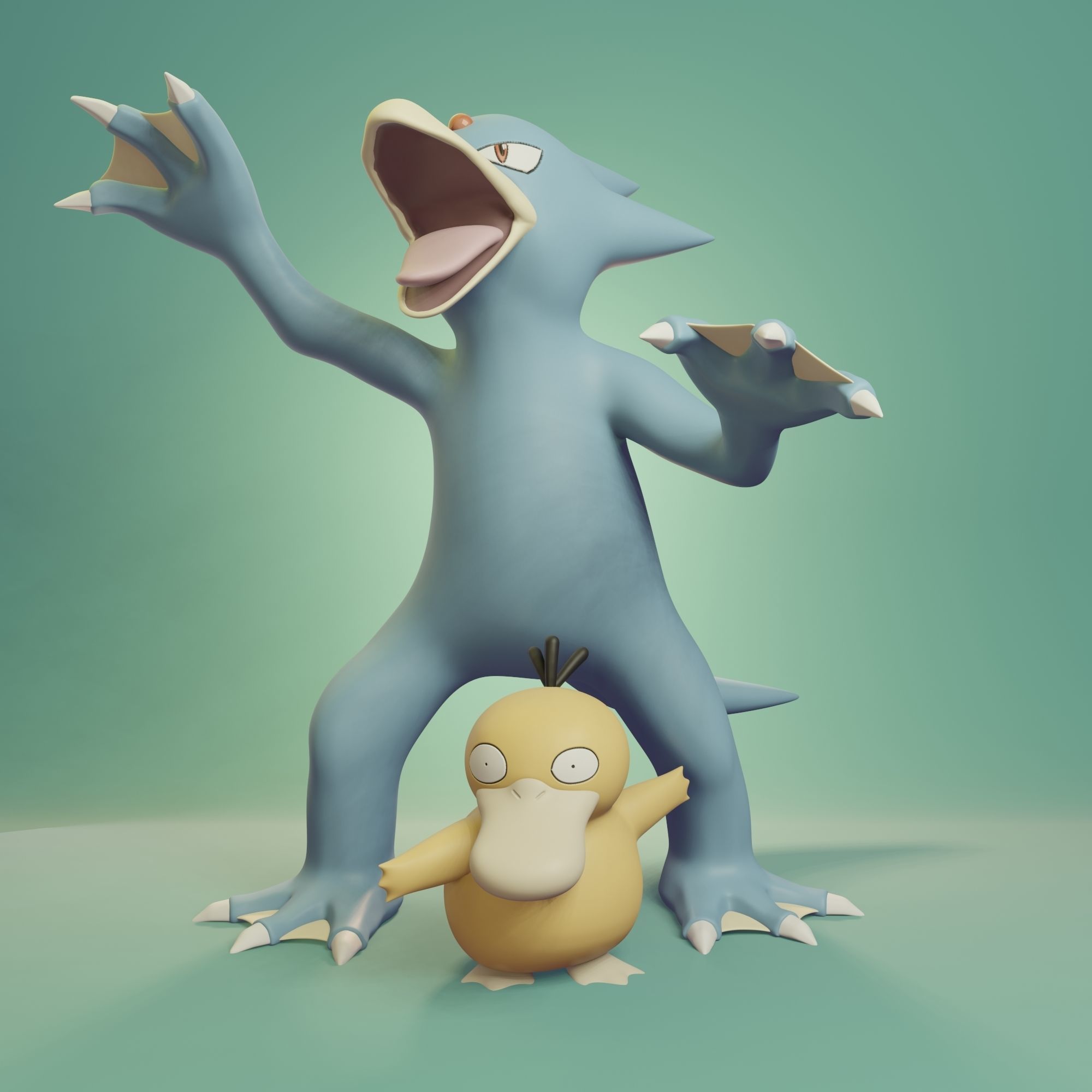 Pokemon - Psyduck and Golduck with 2 different poses each 3D model 3D ...