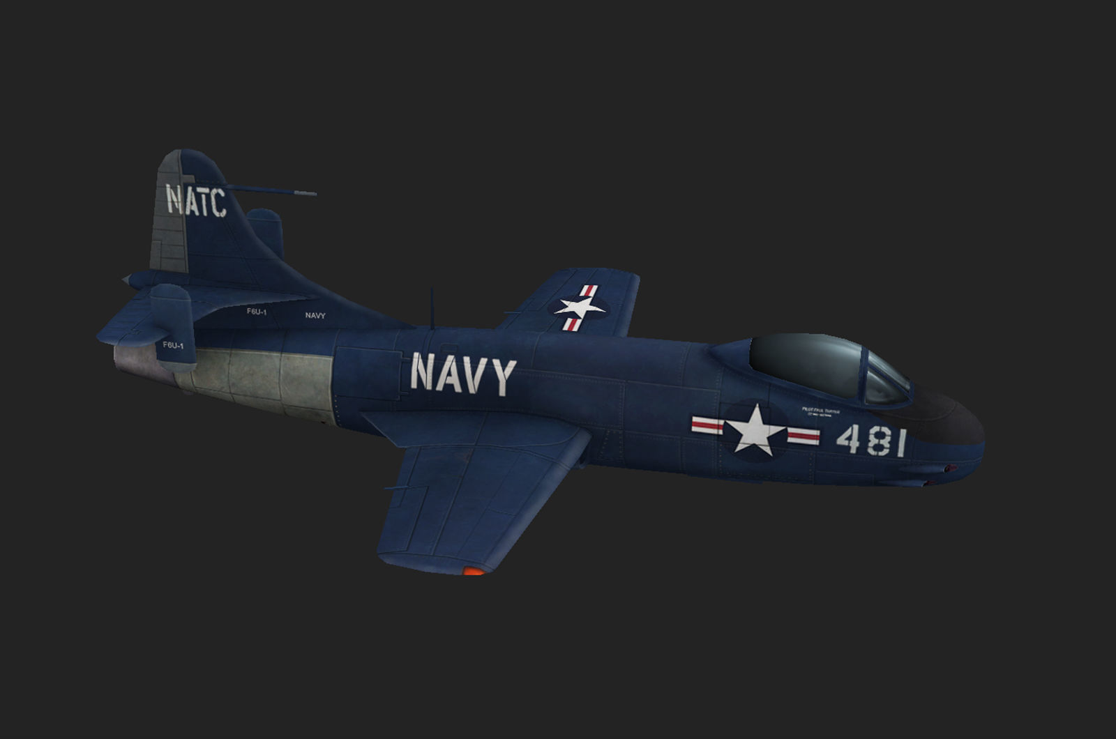 3D model Vought F6U Pirate jet fighter Hand painted game model VR / AR ...