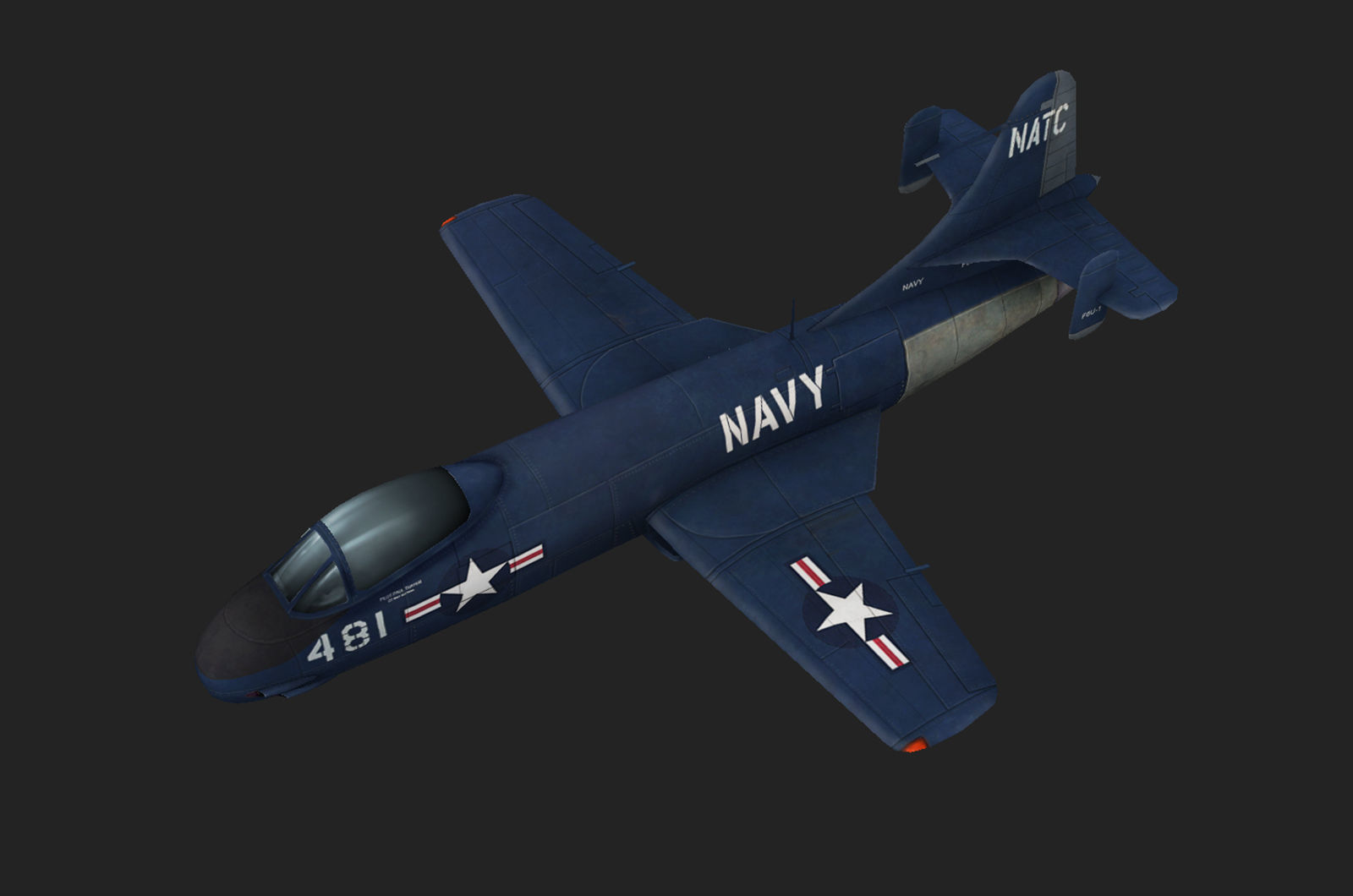 3D model Vought F6U Pirate jet fighter Hand painted game model VR / AR ...