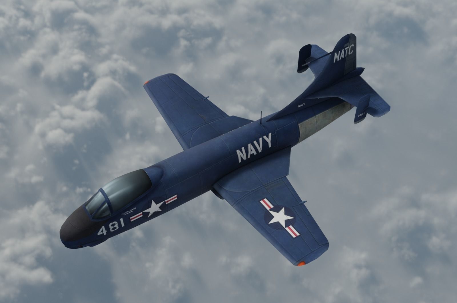 3D model Vought F6U Pirate jet fighter Hand painted game model VR / AR ...