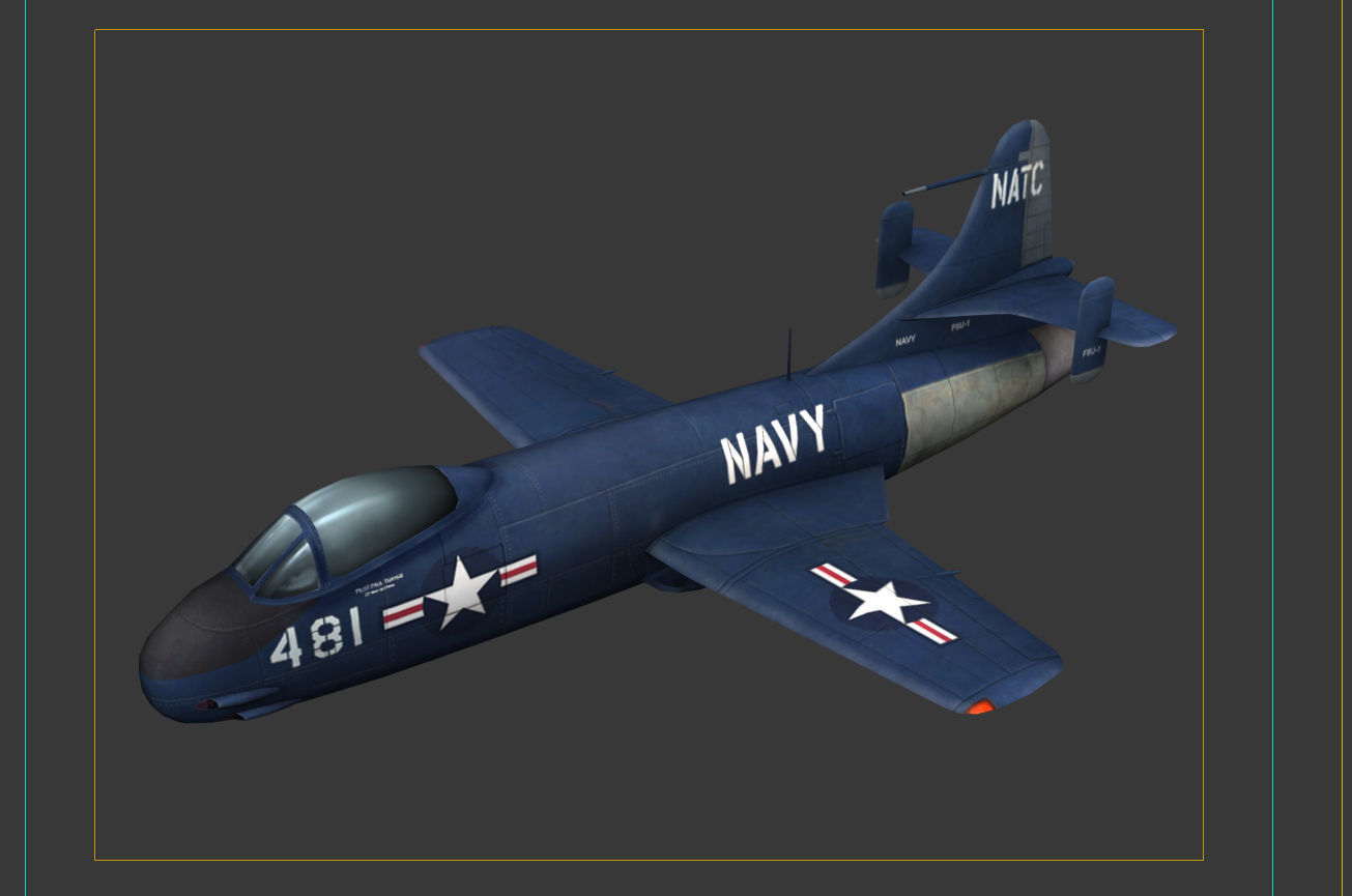 3D model Vought F6U Pirate jet fighter Hand painted game model VR / AR ...