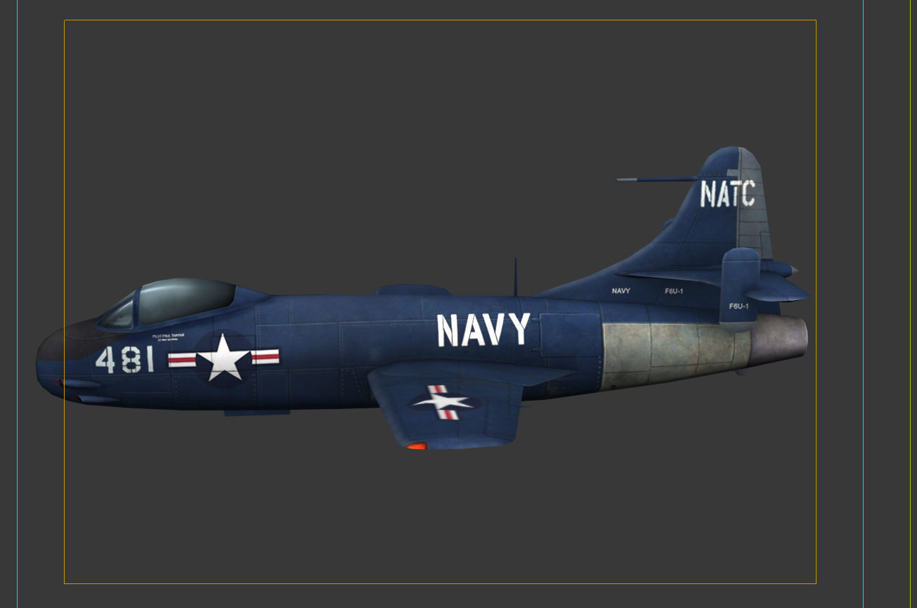 3D model Vought F6U Pirate jet fighter Hand painted game model VR / AR ...