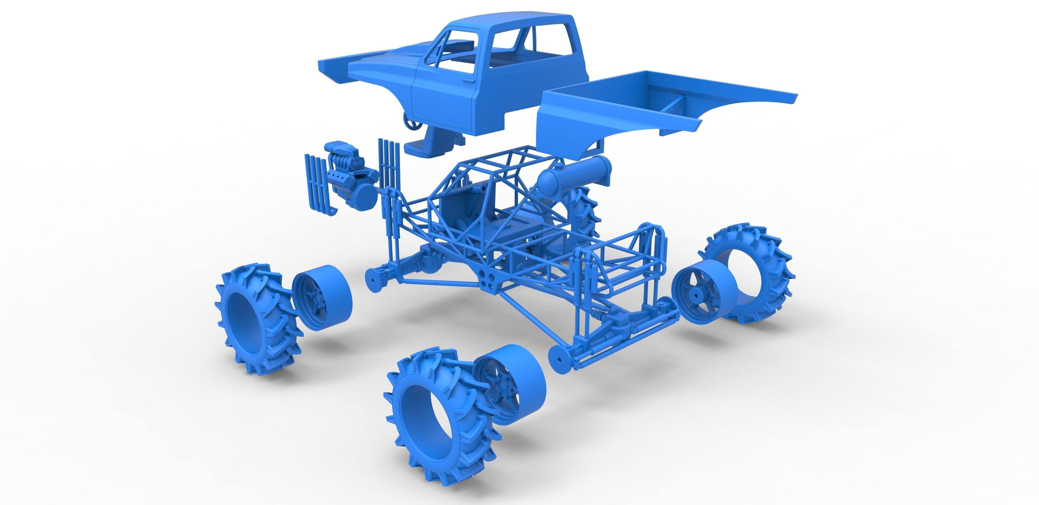 Diecast Mud truck 2 Scale 1 to 25 3D model 3D printable | CGTrader