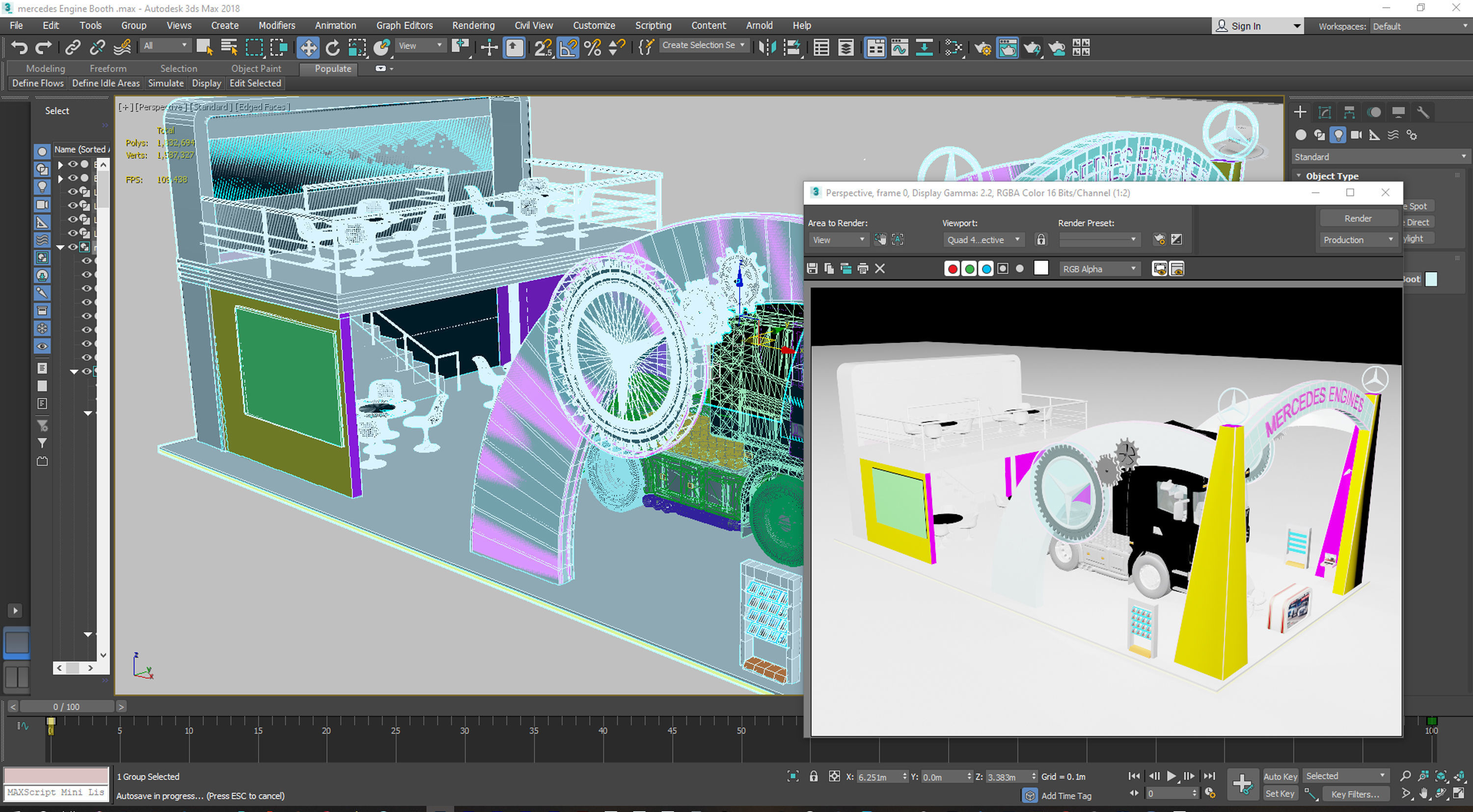Mercedes Engine Booth special stand Booth 3D model animated | CGTrader