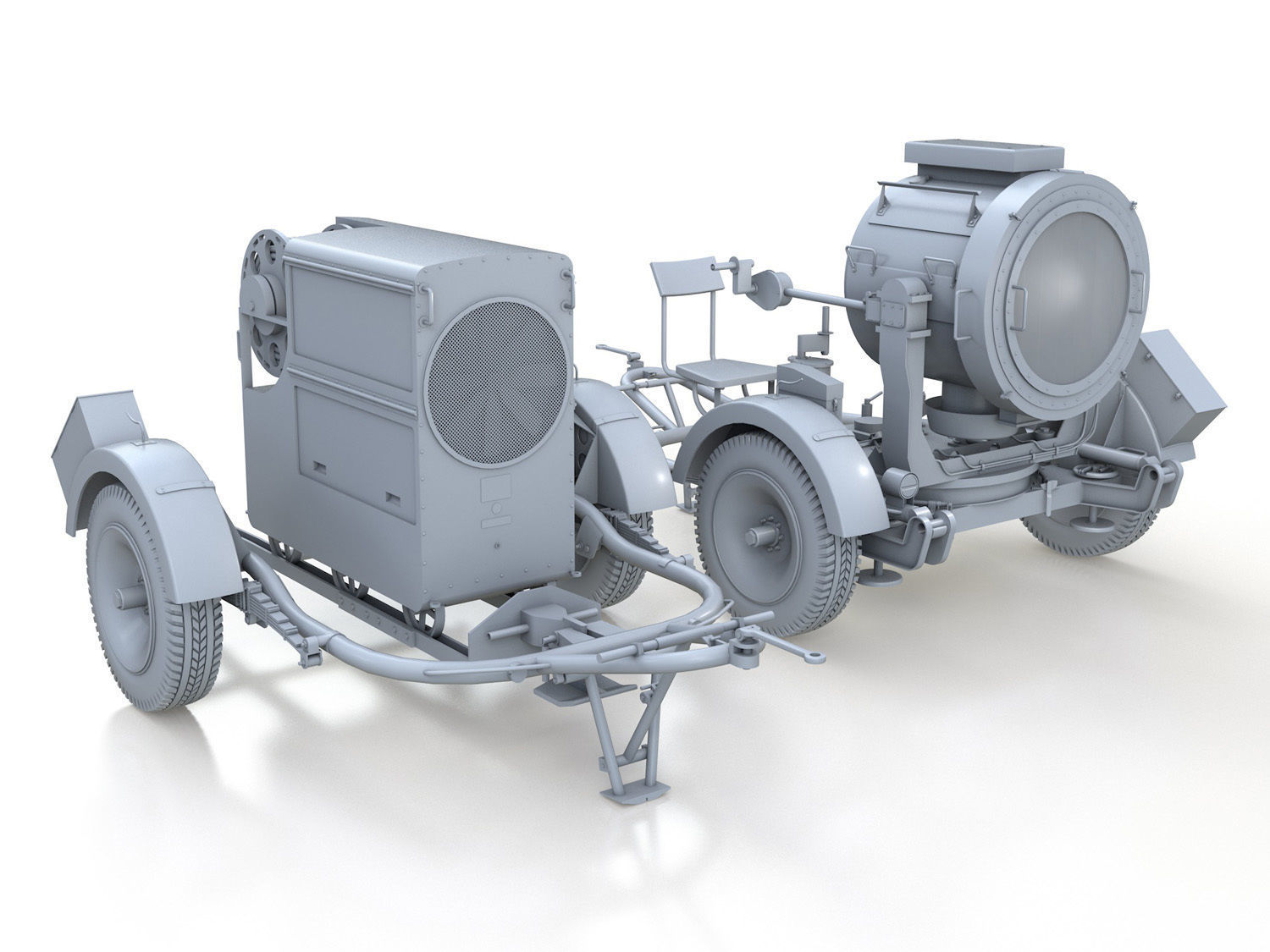 Flak Searchlight SW36 with Generator and Sh Ah 51 Trailer 3D model ...